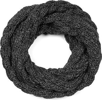 styleBREAKER Écharpe femme tricotée Loop Unicolore avec motif de bulles, chaude écharpe tubulaire dhiver, Raspberry Pattern 01018167, couleur:Gris foncé