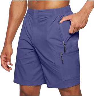 Generic Short de randonnée léger pour homme - Capris de travail et descalade avec plusieurs poches - Short de charpentier pour homme, bleu, XXL