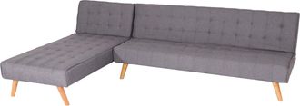 Mendler Ecksofa HWC-K38, Sofa Klappsofa, Liegefläche Links/rechts, Stoff/Textil Massivholz MVG Zertifiziert 256cm - hellgrau