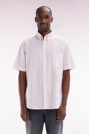 Eden Park Chemise &Agrave; Manches Courtes En Coton Rose Coupe Droite