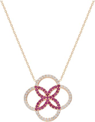 Dkeniz Dkeniz Kette 925 Sterling Silber vergoldet rot Gl&auml;nzend 42+3cm Zirkonia Wei&szlig;