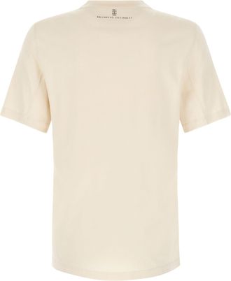 Brunello Cucinelli Logo-Embroidered Cotton T-Shirt - White