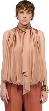 Semicouture Femme, Tops, Rose, Taille: 36 FR Top en rasatello de soie sans manches