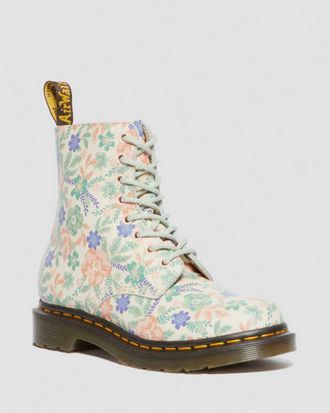 Dr. Martens 1460 Pascal Floral Reclaimed Leder Stiefel in Creme, Gr&ouml;&szlig;e: 36