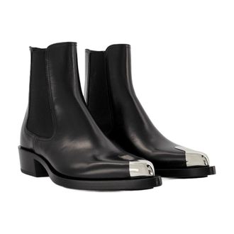 Alexander McQueen Womens Boxcar Boot Black Leather