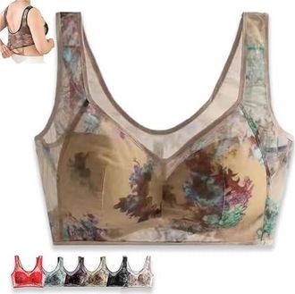 Generic Foxyseniors Soutien-gorge push-up sans couture en dentelle et soie glacée, abricot, 3XL