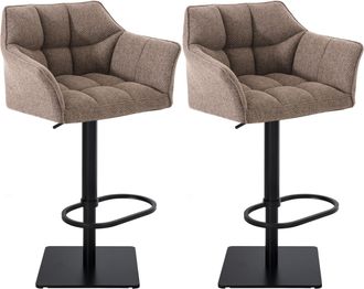 Clp 2er Set Barhocker Damaso Stoffbezug I Gepolsterte Barstühle höhenverstellbar und drehbar I Tresenstühle mit Rückenlehne, Farbe:terrabraun, Gestell Far