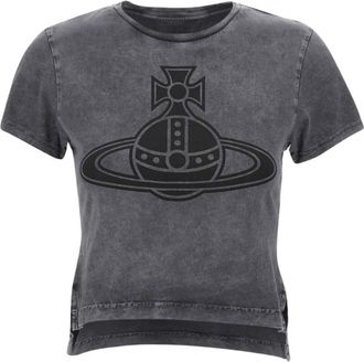 Vivienne Westwood Femme, Tops, Gris, Taille: 42 FR Orb Logo Crew Neck T-Shirt