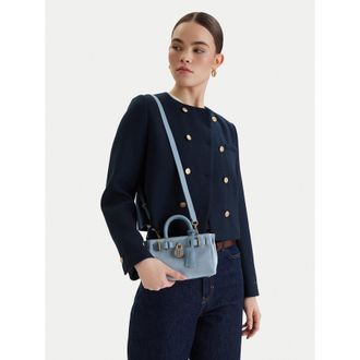 Tommy Hilfiger Handtasche Tommy Hilfiger American Icon Micro Tote Suede AW0AW18853 Himmelblau