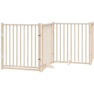 vidaXL Hundegitter mit T&uuml;r Faltbar 4 Paneele 320 cm Massivholz Tanne vidaXL