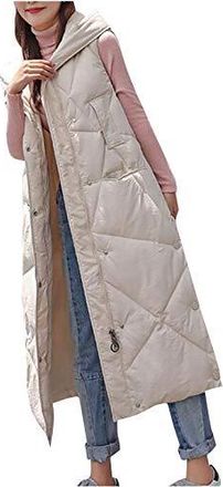 Generic Vestes dhiver 2026 pour femmes - Doudoune longue et &eacute;paisse - Longueur moyenne, beige, XL