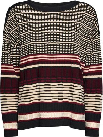 Elena Miro Pull Jacquard &agrave; Rayures - Femme - Pulls - Multicolore - Taille: 42 FR