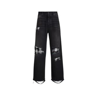 Amiri Jean droit Flannel Repair en coton