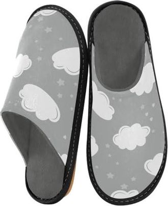 HMZXZ Pantoufles nuages de dessin anim&eacute; pour homme et femme, motif &eacute;toiles grises pour femme, pantoufles dint&eacute;rieur pour la maison, la chambre &agrave; coucher, le