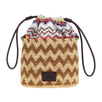 Missoni Femme, Sacs, Multicolore, Taille: ONE Size Sac Seau en Raffia Zigzag