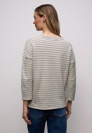 Street One 3/4-Arm-Shirt mit gestreiften Strick-Look und U-Boot-Ausschnitt