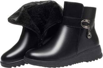 Generic Bottines dHiver Femme Elegant Cuir Compens&eacute; Bout Rond Doublure En Peluche Chaude Bottes Courtes Chaussures de Neige Antid&eacute;rapante Confortables D&eacute;contr