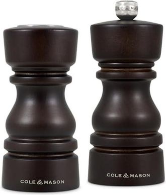 Cole & Mason London Salz- und Pfefferstreuer & Mühlen-Geschenkset, 130 mm / 5 Mühle aus Schokoladenholz, scharfes Keramikmahlwerk