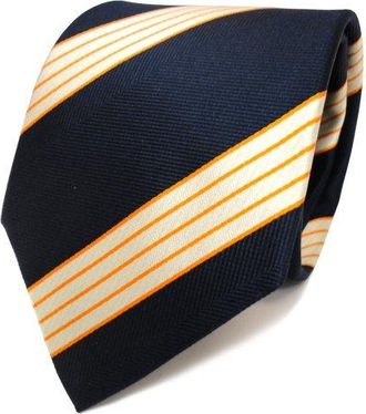 TigerTie ohne Markenname Designer cravate en soie bleu royal orange crème rayé - cravate en soie silk