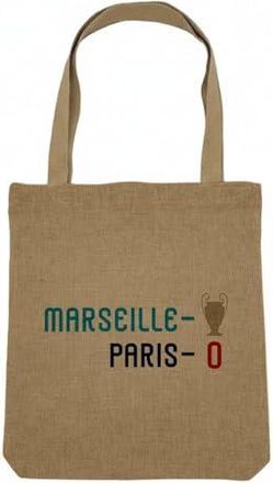 Fabulous Sac Shopping Tote Bag Aspect Lin - Marseille 1 - Paris 0 Sport Foot Champion Ballon C1 Sac de Courses Toile Epaisse 360g Beige Naturel Cabas Port&eacute; Epa