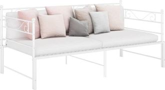 vidaXL Cadre de canap&eacute;-lit extensible Blanc M&eacute;tal 90x200 cm