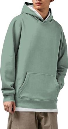 Generic Sweat &agrave; capuche uni pour homme automne hiver tendance d&eacute;contract&eacute; &agrave; manches longues surdimensionn&eacute; coupe ample confortable v&ecirc;tements pour entra&icirc;nement