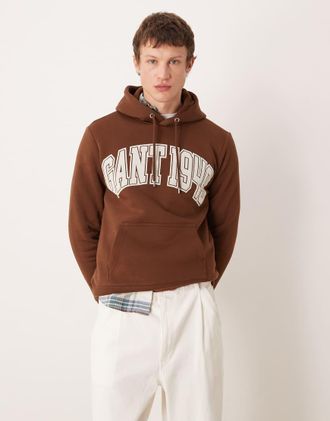 GANT Kapuzenpullover in Mahagonibraun mit Logo-Brown