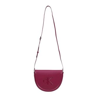 Calvin Klein Femme, Sacs, Violet, Taille: ONE Size Raised CK Saddle Crossbody