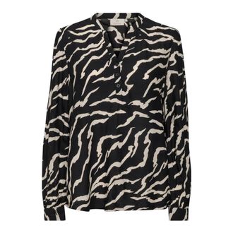 Kaffe Bluse mit Zebra-Print und V-Ausschnitt - - Blouses & Shirts - Damen - Schwarzk - M