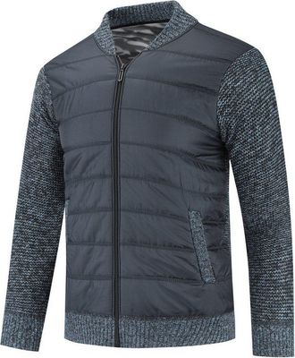 AlltheMen Strickjacke Herren Patchwork-Design Cardigan mit Rei&szlig;verschluss