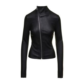 Rick Owens Femme, Vestes, Noir, Taille: 38 FR Veste en Cuir Noir Gary - Mode Femme