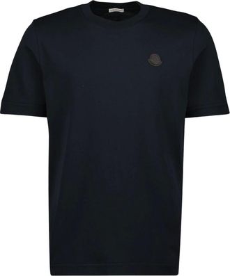 Moncler Homme, Tops, Bleu, Taille: M T-shirt Logo Cuir
