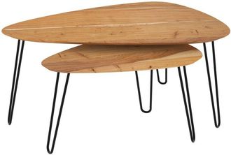 Rendez-Vous Déco Rendez-vous Déco - Table basse dacacia ovale gigogne en bois (lot de 2) - kiwi