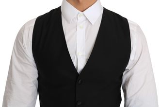 Dolce & Gabbana Mens Black Wool Dress Waistcoat