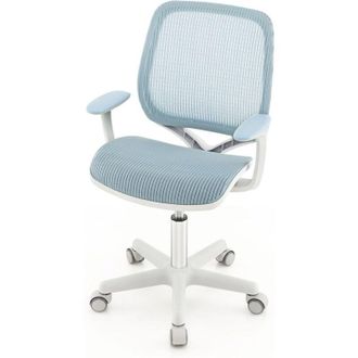 Costway Costway - Chaise de Bureau Pivotante Enfants avec Hauteur R&eacute;glable 80-92cm, Si&egrave;ge &agrave; roulettes Enfants avec Dossier & Accoudoirs Ergonomique