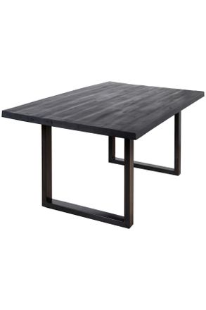 Boxxx Esstisch, Schwarz, Holz, Metall, Mangoholz, massiv, rechteckig, U-Form, 100x76x180 cm, Holzm&ouml;bel, Holztische, Esstische Holz