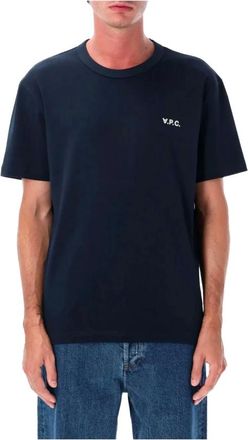 A.P.C. A.p.c., Homme, Tops, Bleu, Taille: L T-shirt &agrave; logo imprim&eacute; vpc