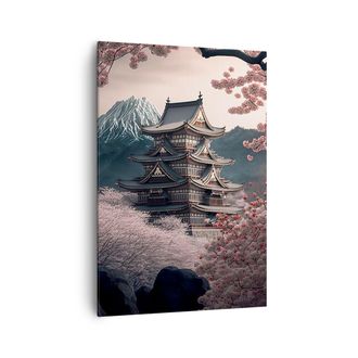 Arttor Bilder auf Leinwand 70x100cm Leinwandbild mit Rahmen Asien Japan Japanische Kirsche Groß Wanddeko Bild Schlafzimmer Küche Deko Wandbilder Dekoration W