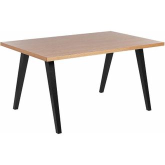 Beliani Esszimmertisch Heller Holzfarbton 150 x 90 cm Rechteckig Holzoptik für 4 Personen mit Holzbeinen Schwarz Esszimmer Küche Wohnzimmer