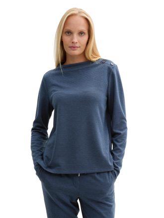 Tom Tailor Damen Sweatshirt mit Knopfleiste, 36986 - Colony Blue Black Mini Pepita, M
