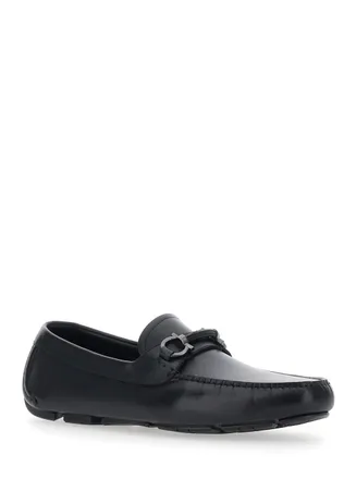 Ferragamo Mens Loafers Sunsay Black Leather Calf