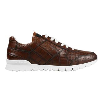 Kiton Homme, Chaussures, Brun, Taille: 43 EU Brown Leather Crocodile Baskets