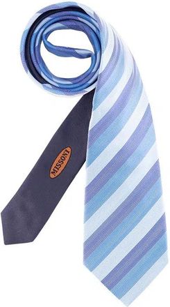 Missoni Herren Krawatte blau Seide College-Streifen
