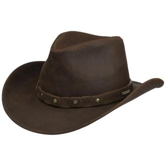 Stetson Chapeau en Cuir Calf Split Western Homme - Feutre de Laine Cowboy avec Doublure, Bandeau Hiver Automne-Hiver - XXL (62-63 cm) Marron