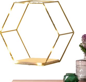 Generic Honeycomb Wandregal - Geometrisches Sechseckregal mit LED Lichtern | Modernes Wandregal f&uuml;r Schlafzimmer, Wohnzimmer, K&uuml;che, Bad | Dekoratives f&uuml;r Zuh