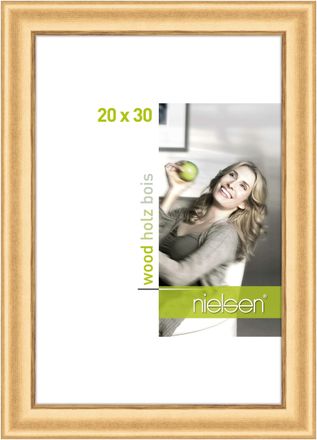Nielsen Design Bilderrahmen, 20 x 30 cm, Holz, Gold, Fotorahmen zum Aufh&auml;ngen im Hoch- & Querformat, Echtglas, Derby