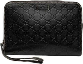 Gucci Sac pochette en cuir gaufr&eacute; Pre-owned - Femme - Pre-owned - Noir - Taille: ONE Size