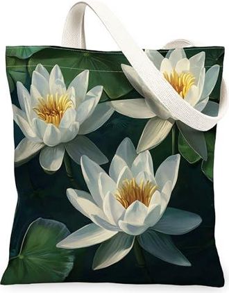 Generic Sac fourre-tout en toile pour le shopping 33 x 38 cm, motif fleurs chinoises, sac d&eacute;picerie r&eacute;utilisable pour femme, peinture de voyage florale, d&eacute;cor