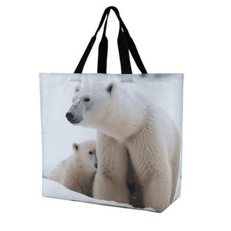 Generic Ours Blanc Des Neiges Sac Fourre Tout R&eacute;utilisable Sacs Grand Sac A Main Femmes Pour Quotidienne Shopping Voyage