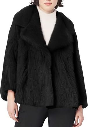 Generic Vestes pour femmes 2026 Faux manteau dhiver shaggy d&eacute;contract&eacute; surdimensionn&eacute; revers chaud pelucheux v&ecirc;tements dext&eacute;rieur, Noir, XXL